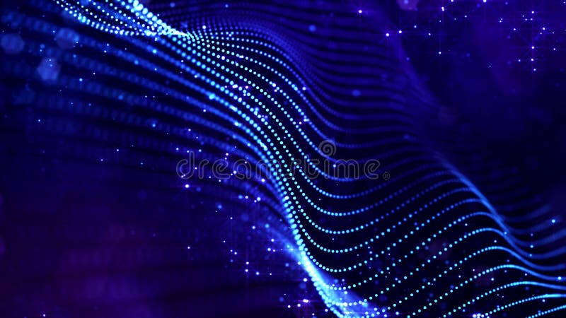Glow Blue Particles Form Lines, Surfaces, Complex String Structures in ...