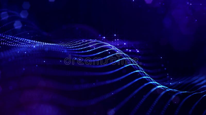 Glow Blue Particles Form Lines, Surfaces, Complex String Structures in ...