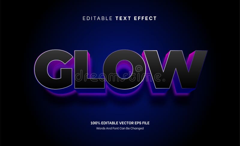 Glow Blue Text Effect Editable Font Style Stock Vector - Illustration ...