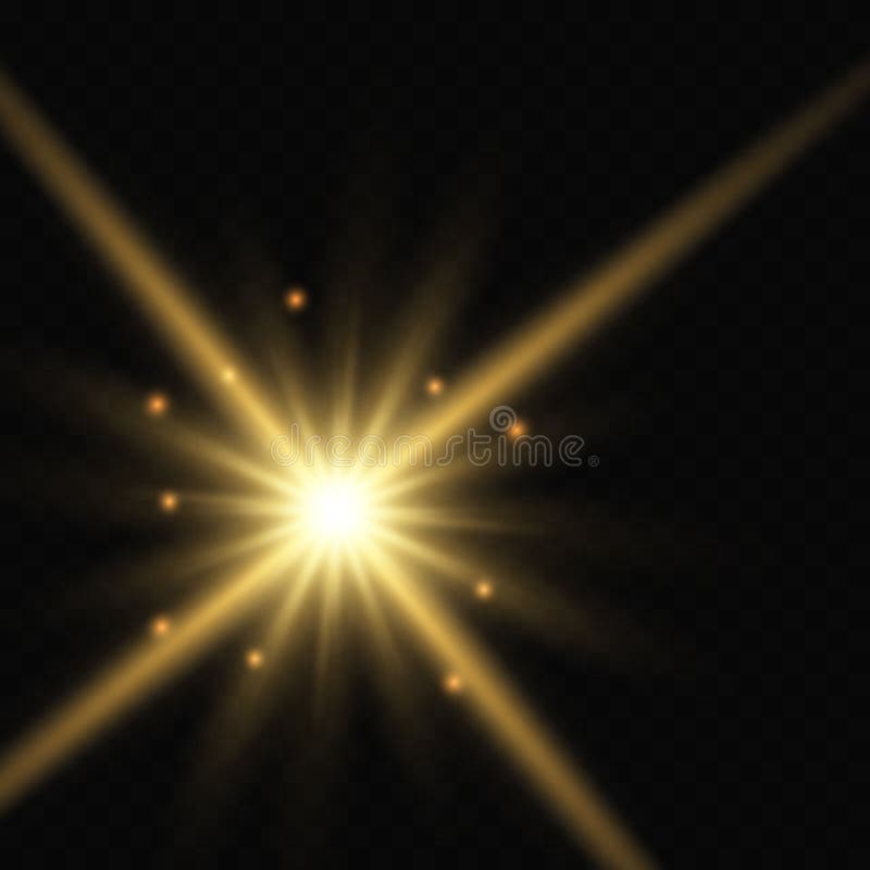 Glow Bright Light Star, Yellow Sun Rays Stock Illustration ...