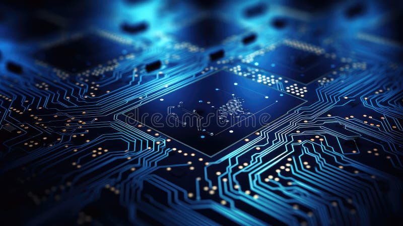 Glow Dark Blue Technology Background Stock Illustration - Illustration ...