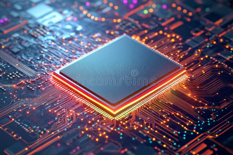 A Glow-in-the-Dark Digital Landscape of Futuristic Circuitry Stock ...