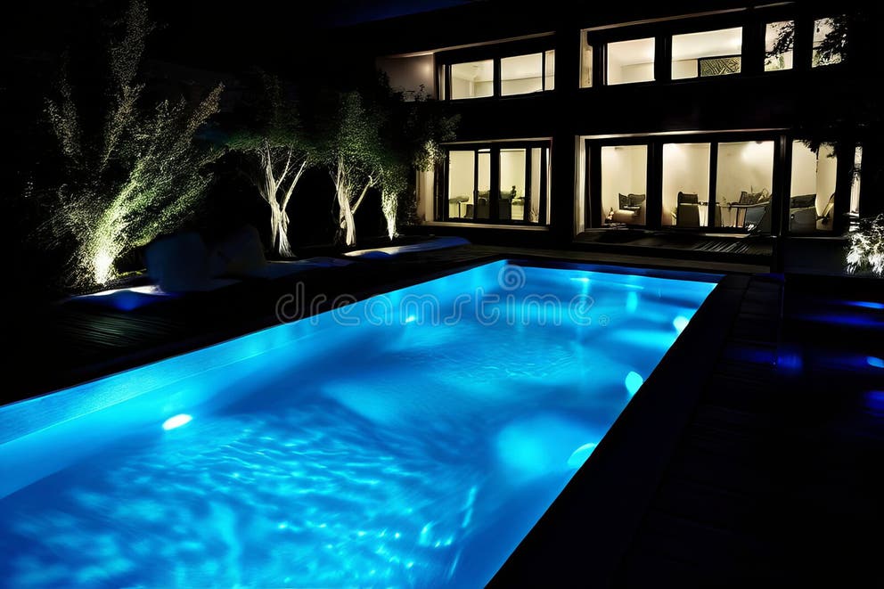 Glow in the Dark Pool a Pool with Glow in the Dark Features Prov Stock ...