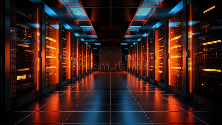 Glow data center orange stock illustration. Illustration of order ...