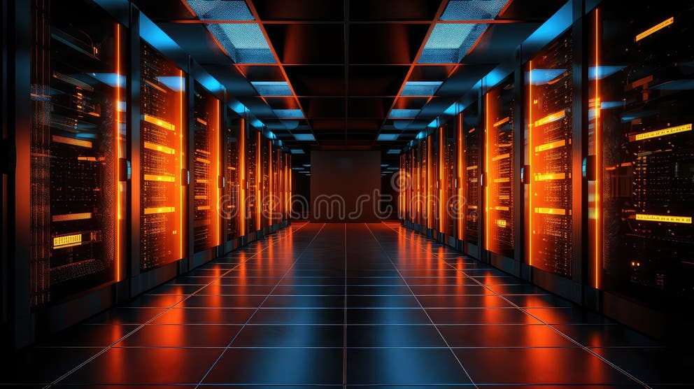 Glow data center orange stock illustration. Illustration of order ...