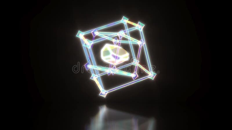 Glow Diamond Boxes in Abstract 3d Style Neon Graphic Modern Bright 3d ...