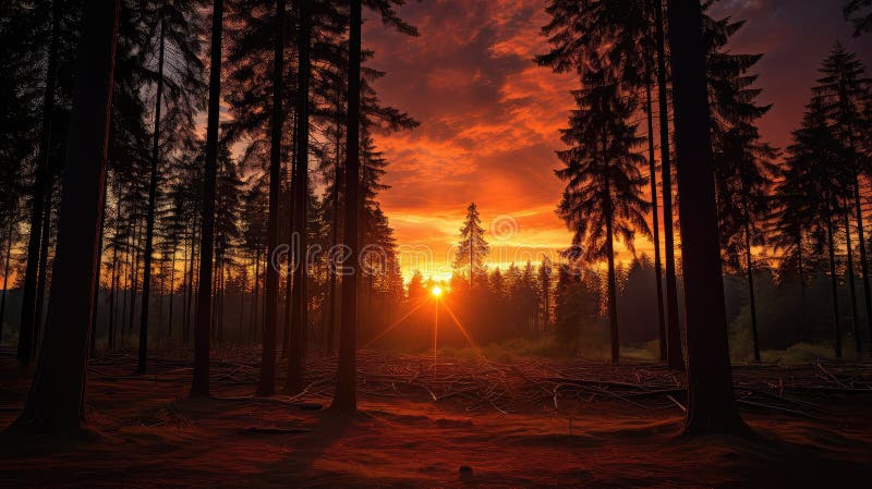 Glow forest light stock illustration. Illustration of breathtaking ...