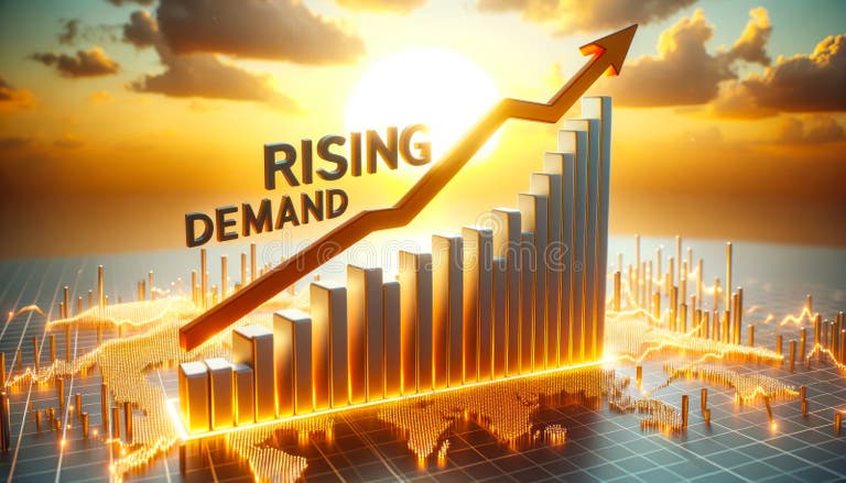 Glow of Growth RISING DEMAND Over Progressive Bar Graph Stock ...