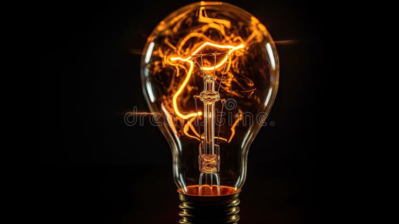 The Glow of an Illuminated Light Bulb Stock Illustration - Illustration ...