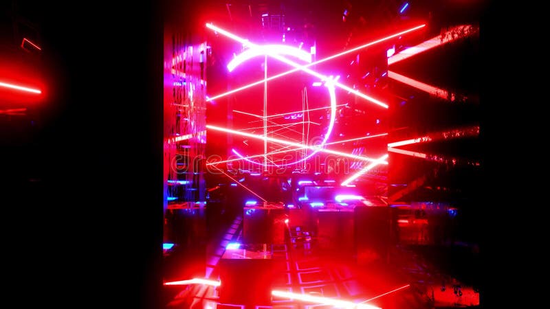 Glow Laser Lines. Hi-tech Neon Sci-fi Tunel. Trendy Neon Glow Lines ...