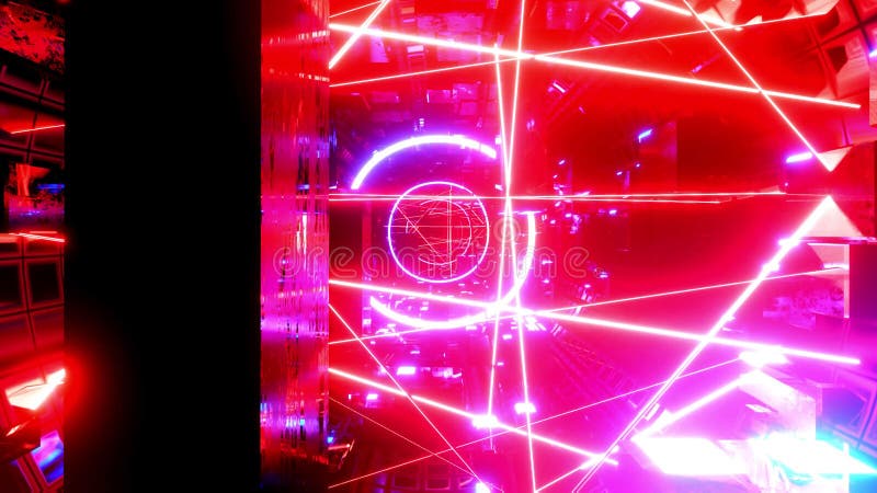 Hi-tech Neon Sci-fi Tunel. Sci-fi Pattern Trendy Neon Glow Lines Form ...
