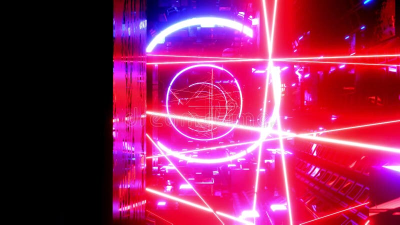 Glow Laser Lines. Hi-tech Neon Sci-fi Tunel. Trendy Neon Glow Lines ...