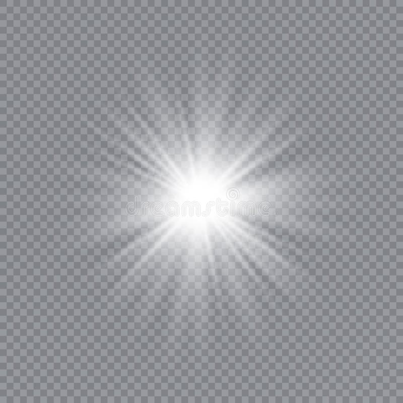 Glow Light Effect. White Glowing Light Burst Explosion with Transparent ...