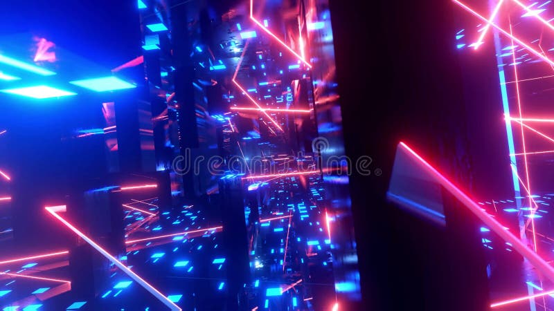 Hi-tech Neon Sci-fi Tunel. Trendy Neon Glow Lines Form Tunnel Pattern ...
