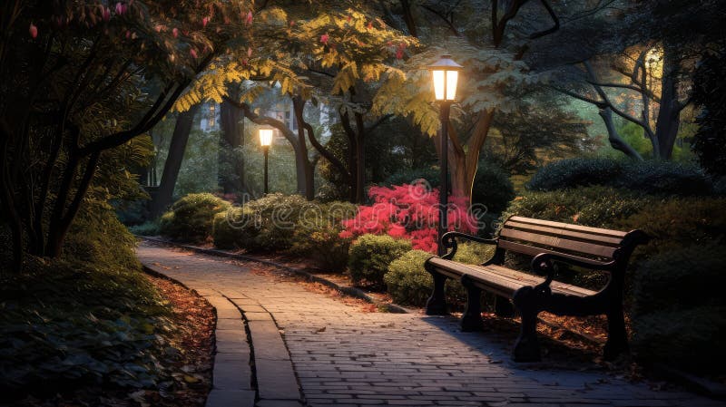 Glow path lights stock illustration. Illustration of peaceful - 373911106