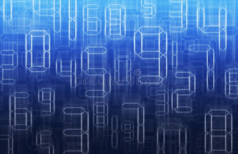 Glow Random Numbers on Blue Background Stock Illustration ...