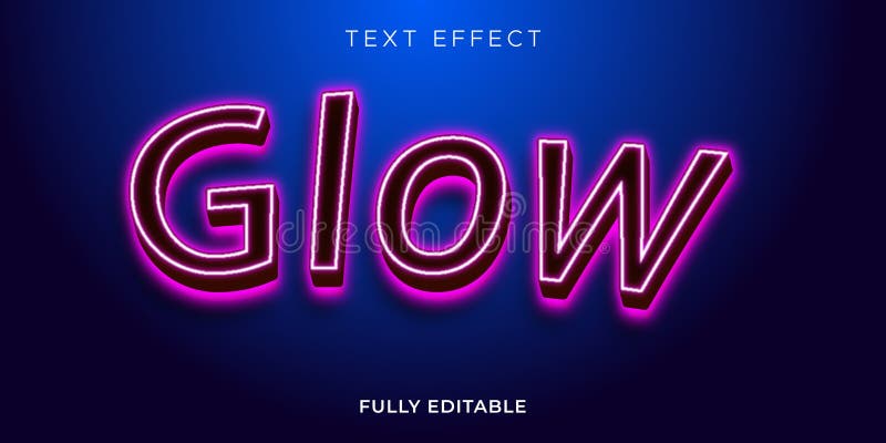Glow Text Effect Design Template. it Can Can Change Easily. Vector Text ...