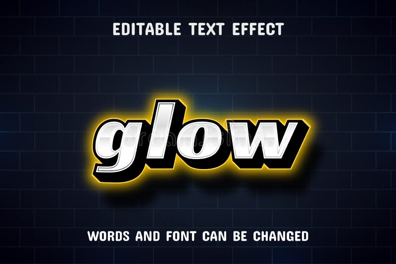 Glow Text - Neon Text Effect Editable Stock Illustration - Illustration ...