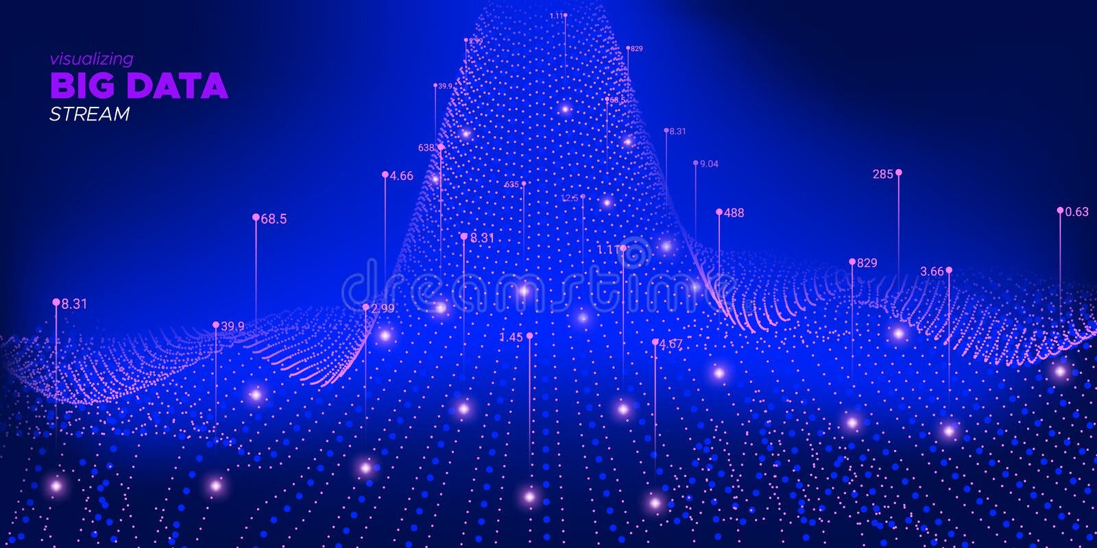 Glow Vector Big Data. Neon Particle Light Stock Vector - Illustration ...