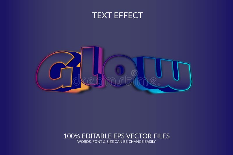 Glow Vector Eps 3d Text Effect Illustration. Stock Illustration ...
