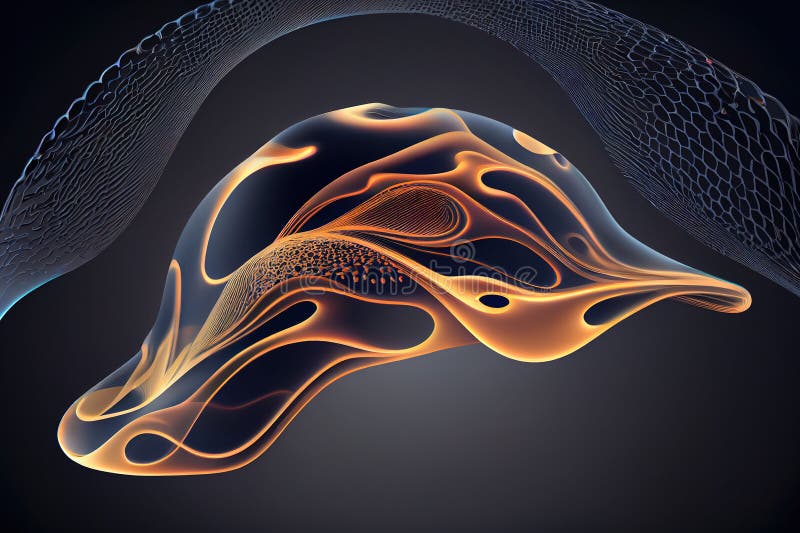 Glowing Abstract 3d Liquid on Black Background. Generative AI Stock ...