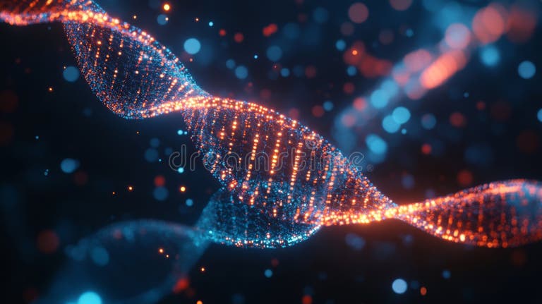 Glowing Abstract DNA Helix Particle Structure Stock Photo - Image of ...