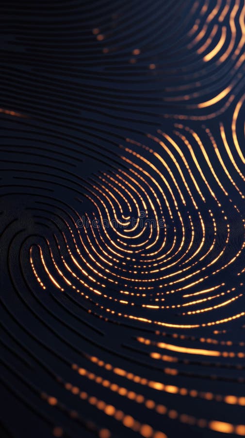 Glowing Abstract Fingerprint Pattern in Dark Background, Digital Security Concept Stock Image ...