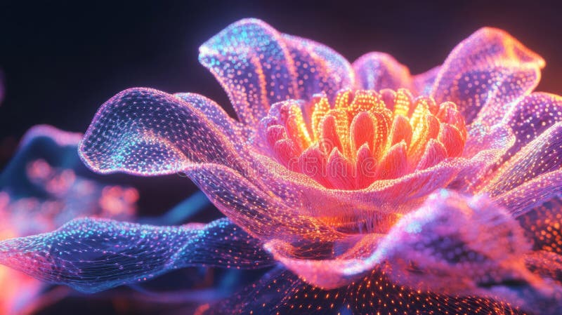 Glowing Abstract Flower with Vibrant Petals Stock Illustration ...