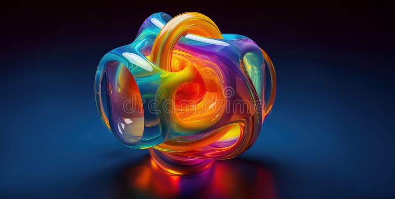 Glowing Abstract Glass Rainbow Object Stock Illustration - Illustration ...
