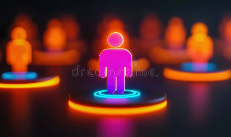 Glowing Abstract Human Figures on Dark Background Stock Illustration ...