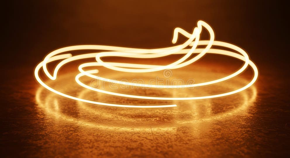 Glowing Abstract Light Trails in Motion Forming Circular Patterns on ...