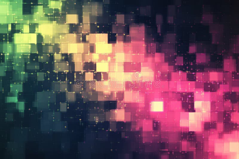 Glowing Abstract Mosaic with Vibrant Pixelated Elements Creating a ...