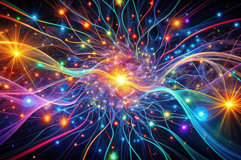 A Glowing Abstract Network of Light Trails Visualizing the Complexities ...