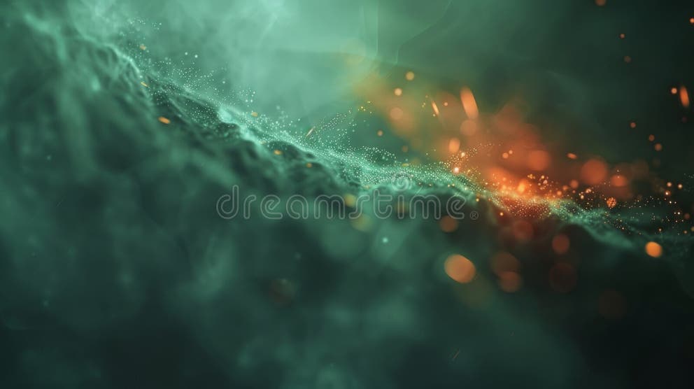Glowing Abstract Particle Wave: Sci-Fi Data Stream, Teal and Orange ...