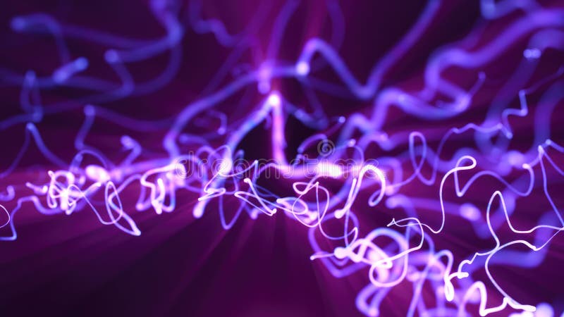 Glowing Abstract Purple Light Trails Forming Flowing Wave Patterns on a ...