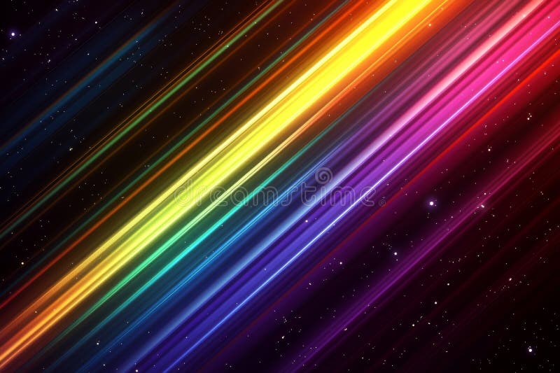 Glowing Abstract Rainbow Spectrum Parallel Lines on a Dark Background ...