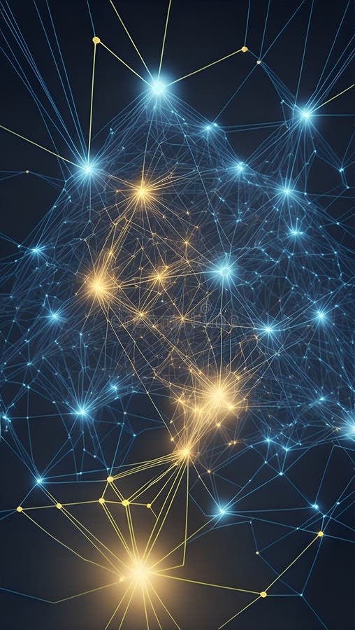 Glowing Abstract Representation Wifi Network With Nodes Light Connecting In Complex Pattern