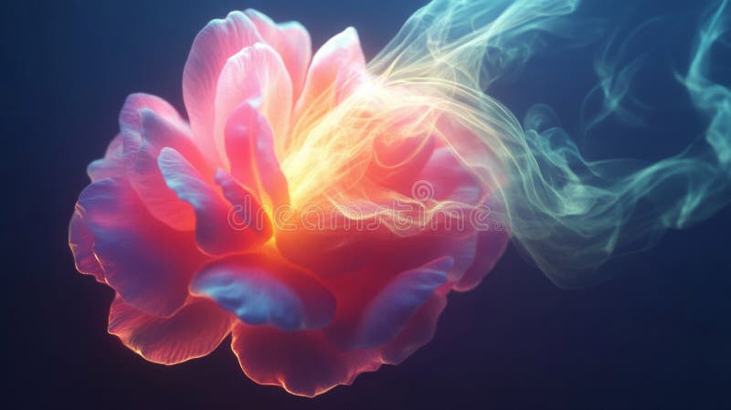 Glowing Abstract Rose with Particle Effects Stock Illustration ...