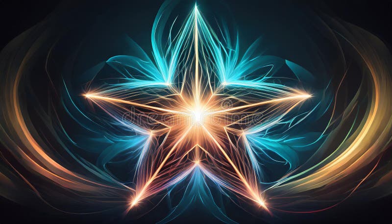 Glowing Abstract Shape of Star on Dark Background. Light Rays Stock ...