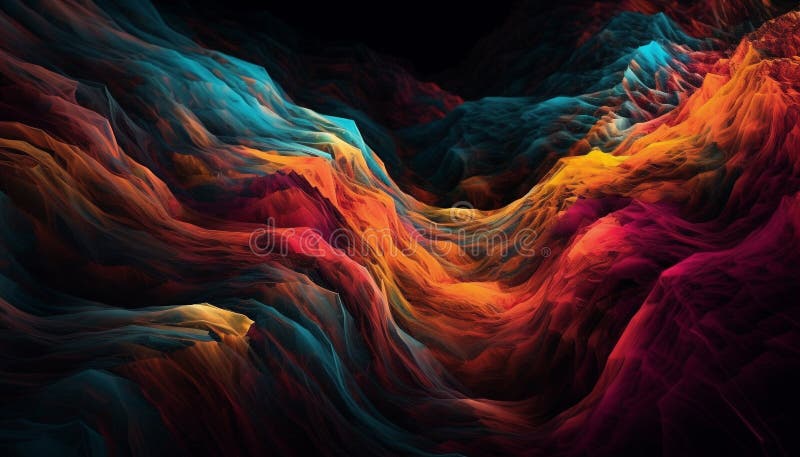 Glowing Abstract Shapes Flow in Deep Space Generated by AI Stock Image ...
