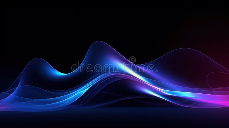 Glowing Abstract Wave on Dark, Shiny Motion, Magic Space Light ...