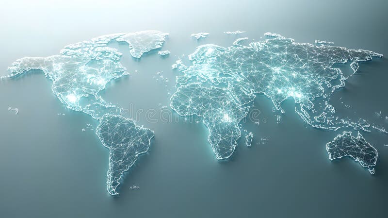 Glowing Abstract World Map Network Illustration Stock Illustration ...