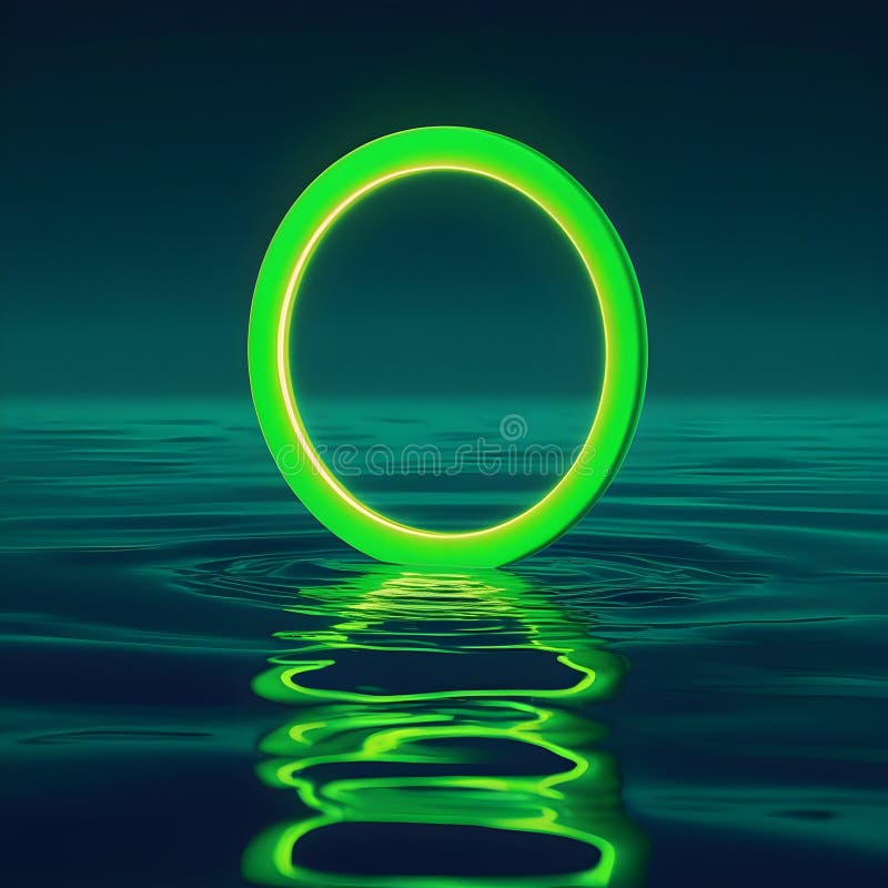 Vivid Toxic Neon Ring Glowing on Watery Base for Use in Immersive ...