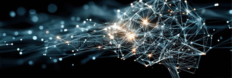 Glowing AI Brain Composed of Data Points and Neural Connections ...