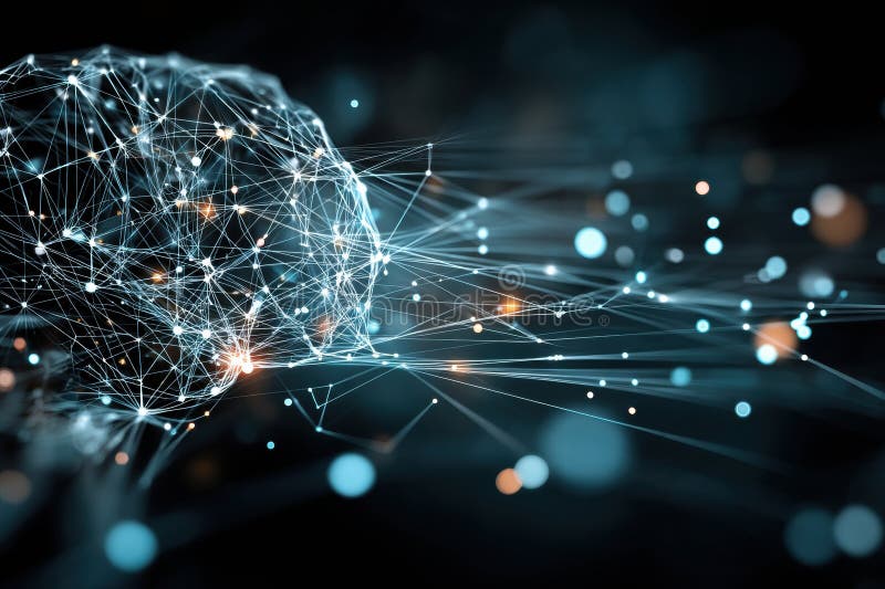 Glowing AI Brain Visualized with Neural Connections and Data Points ...