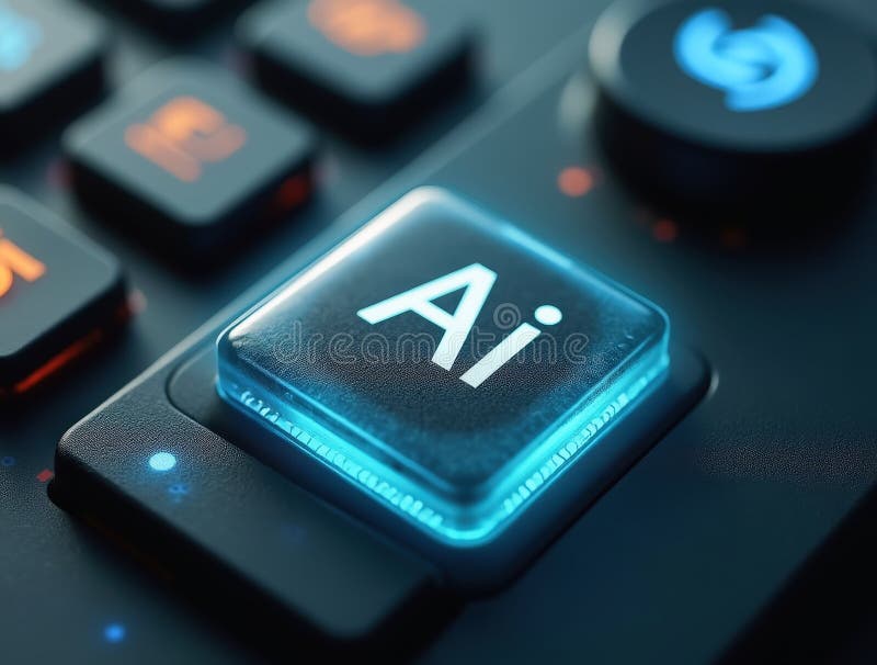 Glowing Ai Button on Modern Keyboard Illuminating Artificial ...