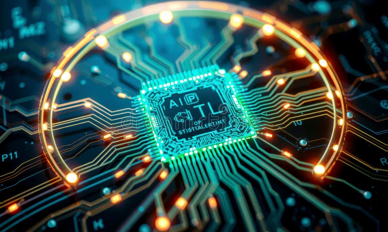 Glowing AI Chip Processor with Intricate Circuitry and Digital Patterns ...