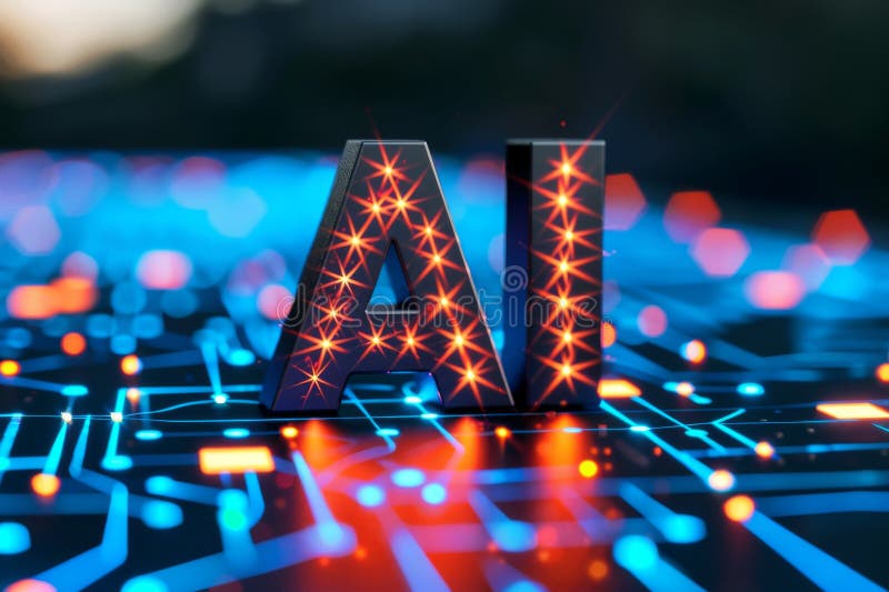Glowing AI Letters on Digital Circuit Board, Advanced Artificial ...