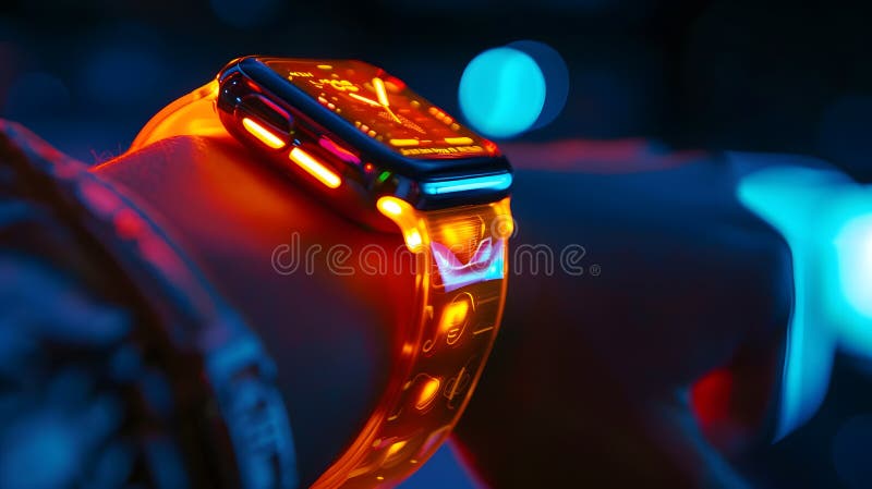 Glowing AI-powered Digital Assistant on a Smartwatch. Stock ...