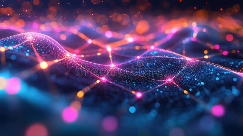 Glowing AI-Powered Neural Network Visualized As an Interconnected Web ...